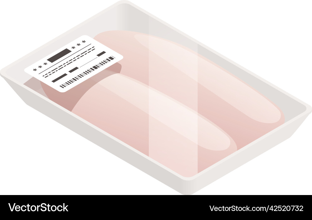 Chicken fillet pack composition Royalty Free Vector Image