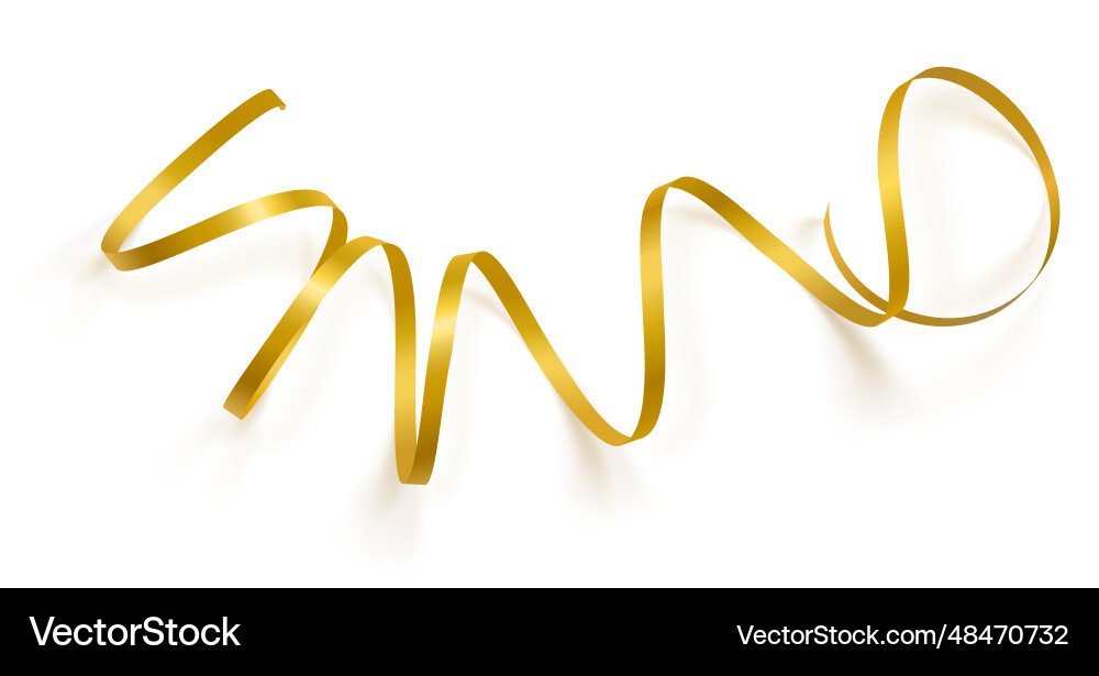 Decorative gold ribbon with shadow isolated Vector Image