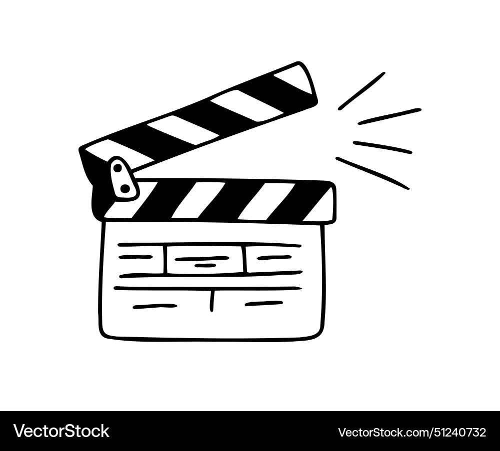 Doodle cinema clapper board hand drawn movie Vector Image