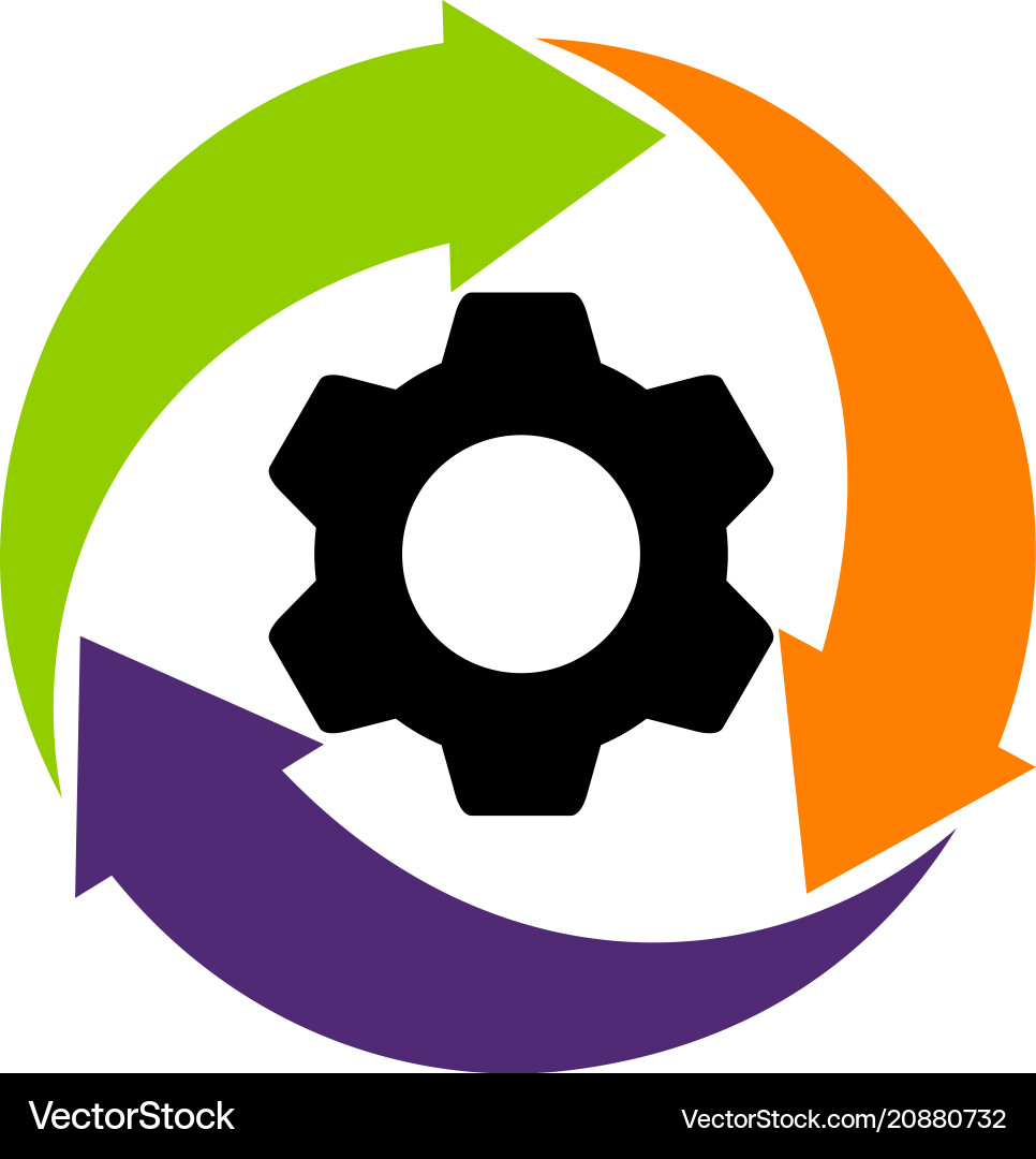 Gear synergy solution process Royalty Free Vector Image