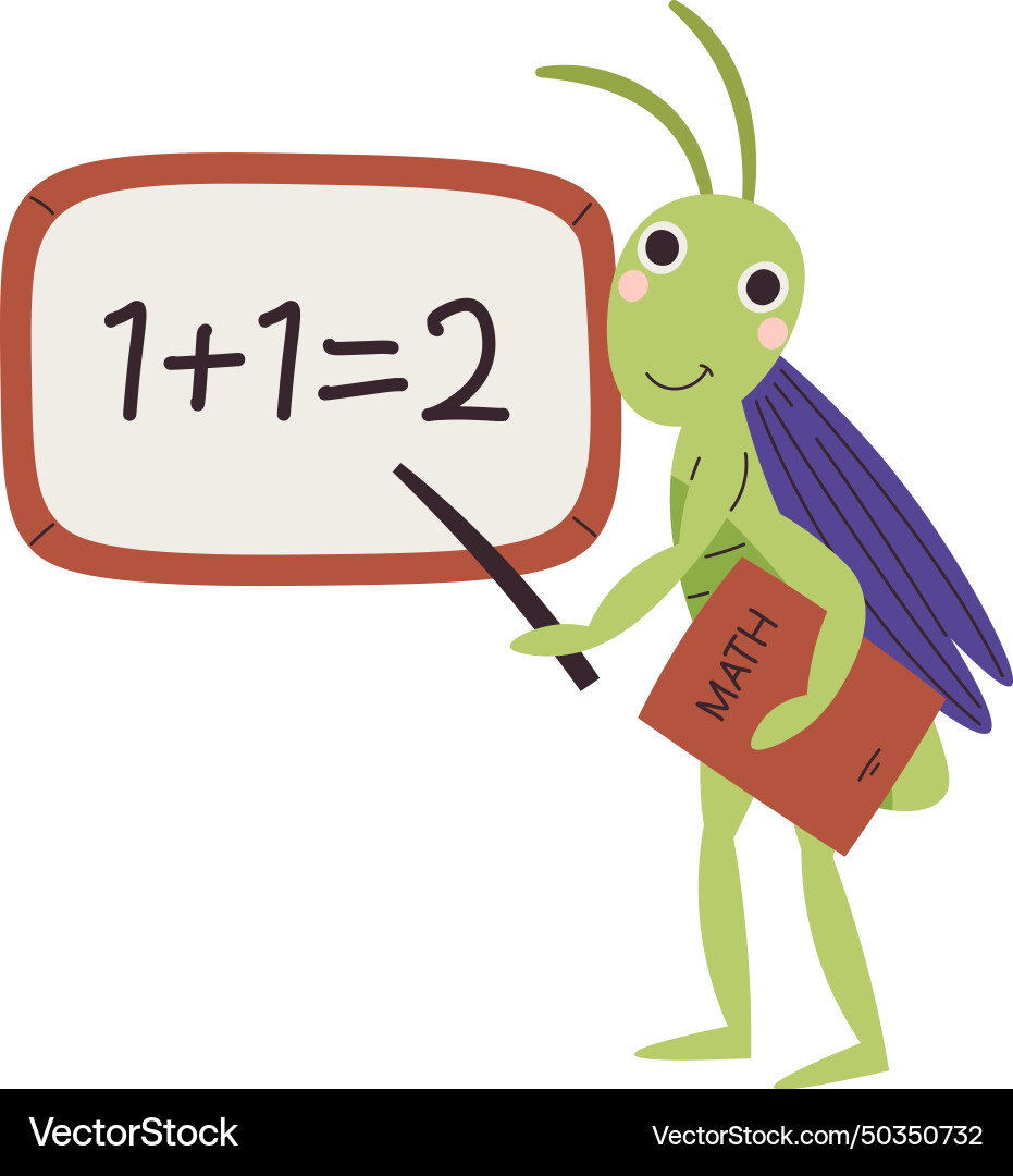Grasshopper teaching math Royalty Free Vector Image