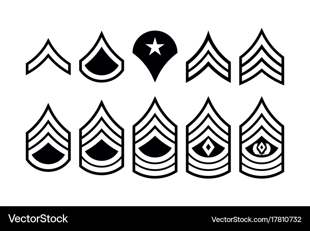 Military ranks stripes and chevrons set army Vector Image
