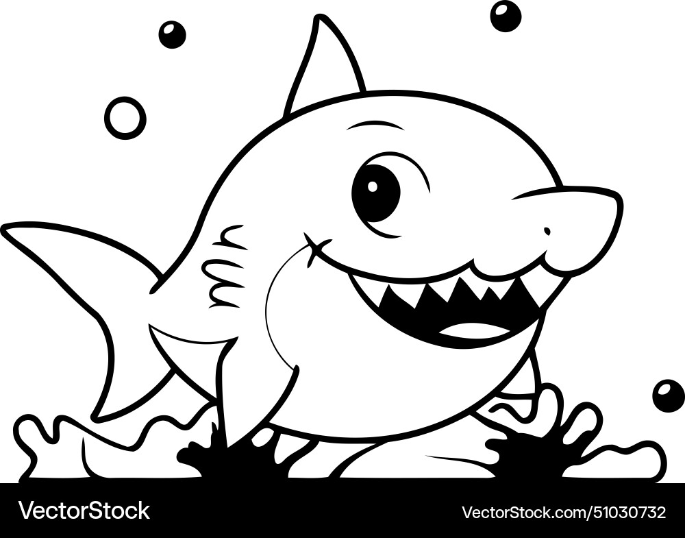 Shark cartoon character design cute and funny Vector Image