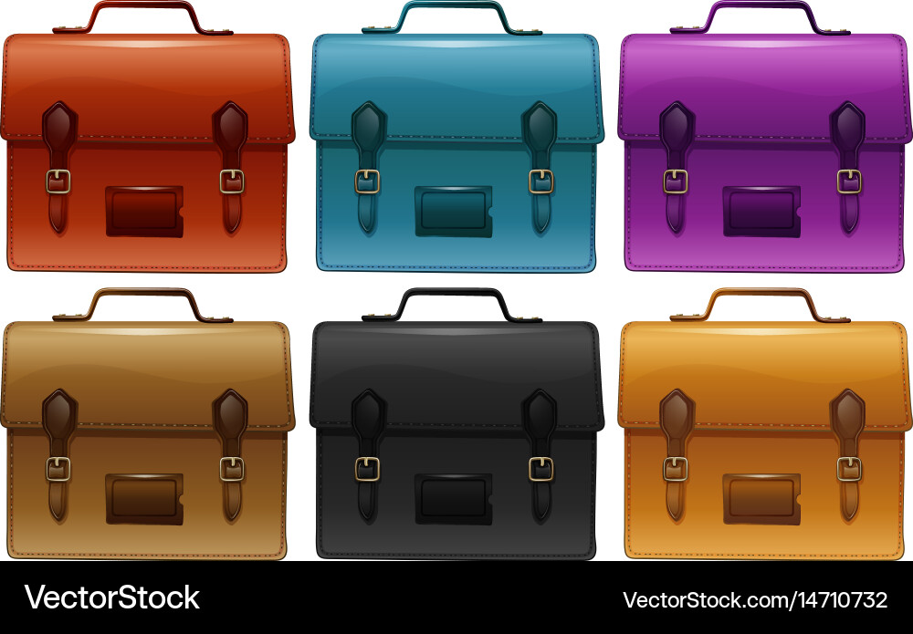 Koffer in sechs verschiedenen Farben Lizenzfreier Vektor