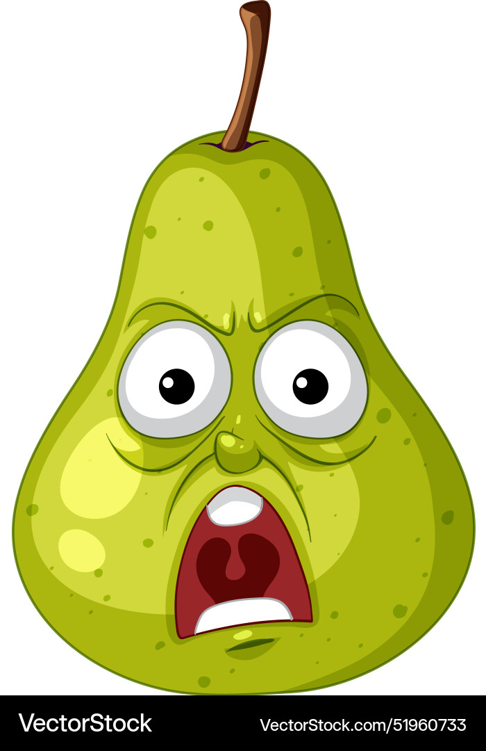 A pear with surprised facial expression Royalty Free Vector