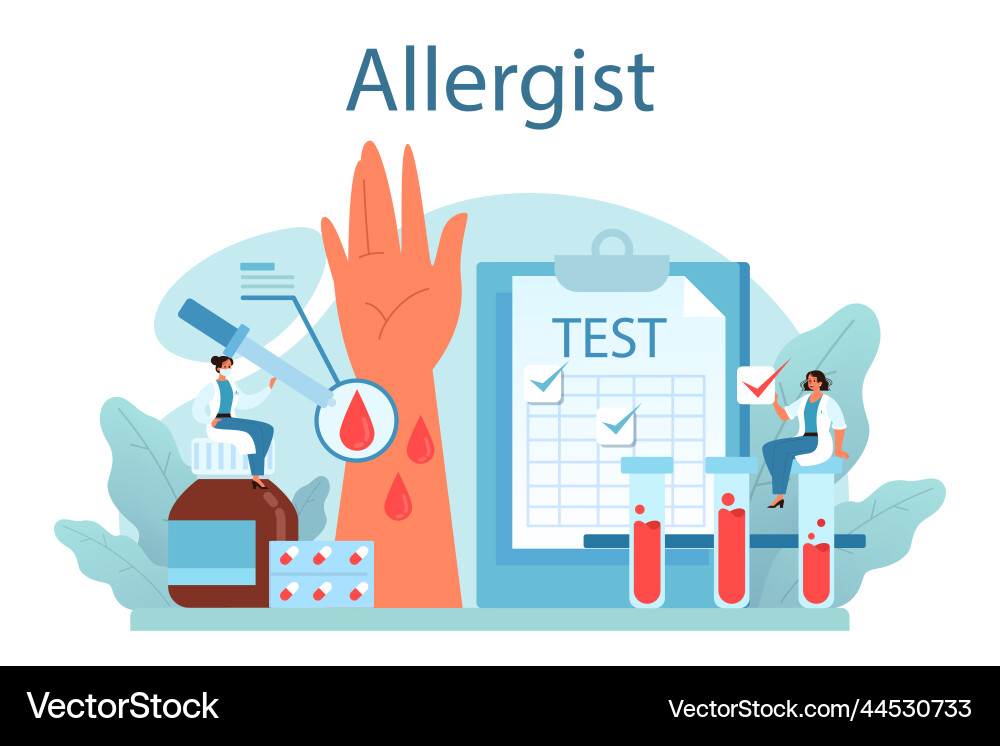 Allergist concept disease with allergy symptom Vector Image