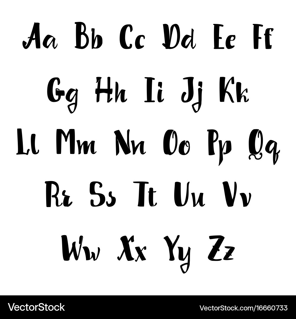 Alphabet calligraphic font unique custom Vector Image Alphabet calligraphic font unique custom Vector Image