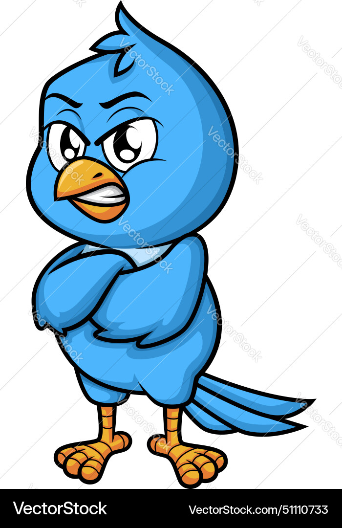 Angry blue bird cartoon clip art Royalty Free Vector Image