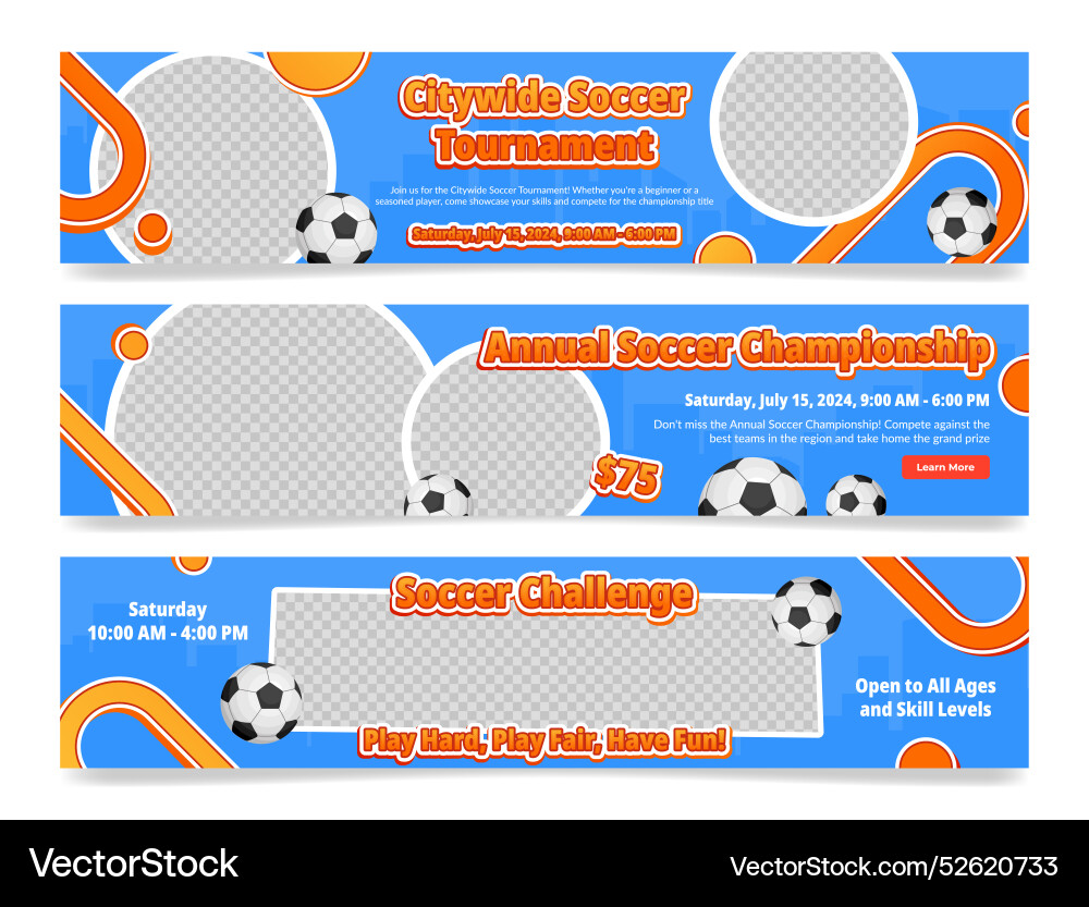 Banners for an exciting community football Vector Image
