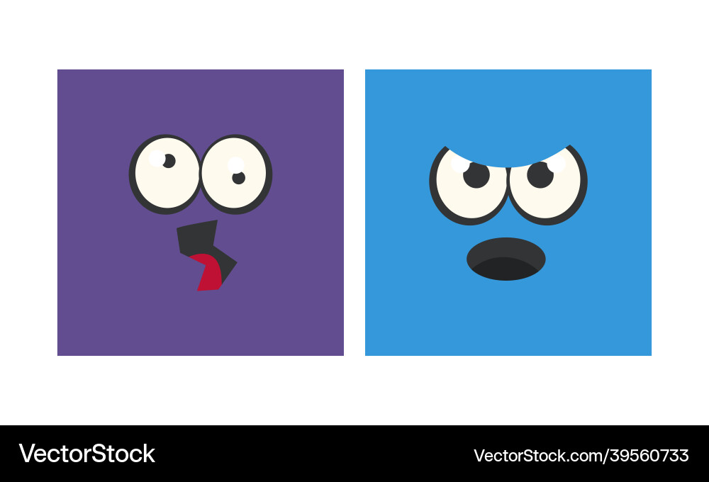 Cartoon square face with emotion expression Vector Image