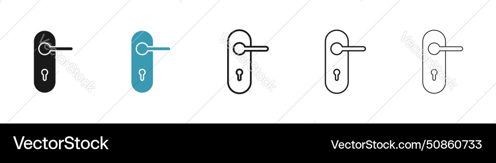 Door handle icon set knob lock latch symbol Vector Image