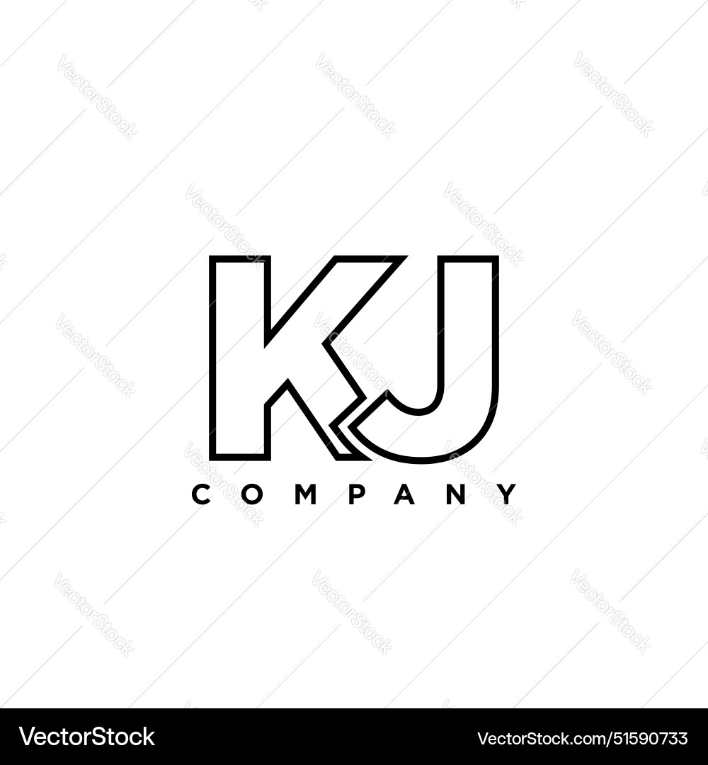 Letter k and j kj logo design template minimal Vector Image