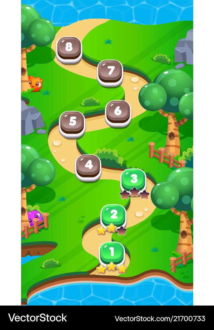 Level world map for mobile games - assets Vector Image