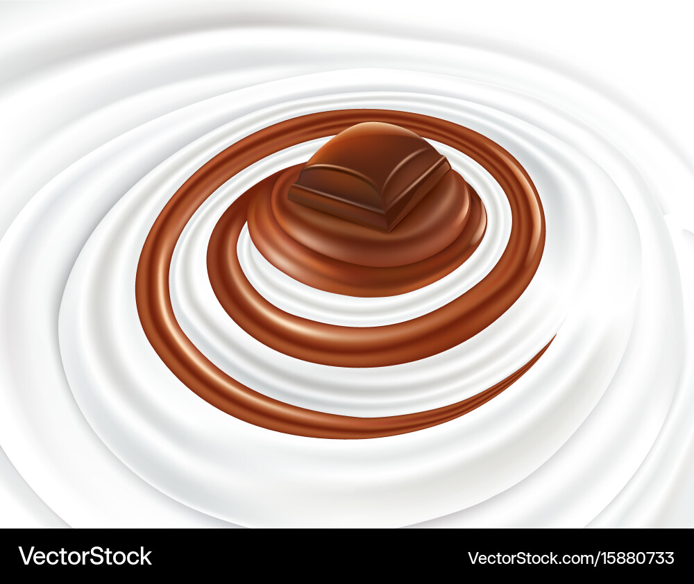 Milk swirl with chocolate candy Royalty Free Vector Image