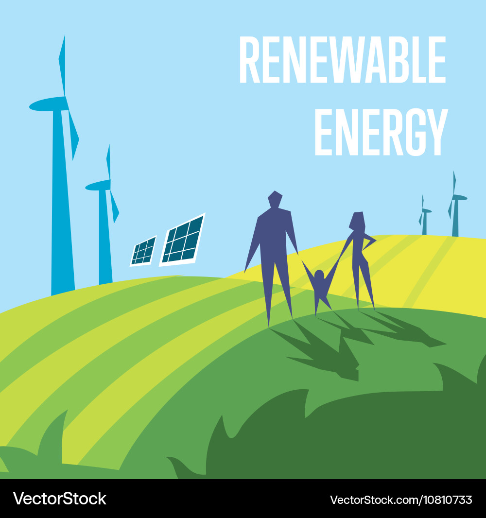 Renewable energy sun and wind power generation Vector Image