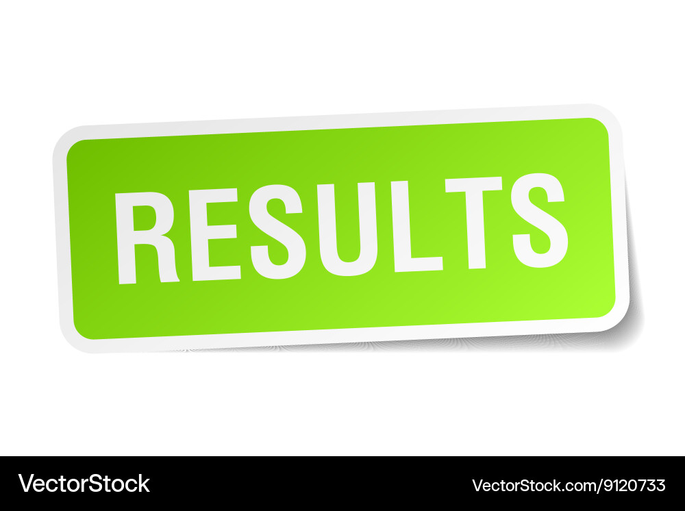Results green square sticker on white background Vector Image
