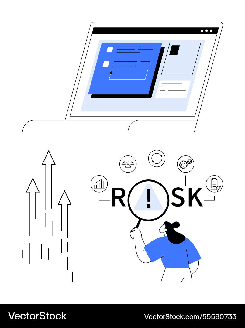 Risk analysis concept with magnifying glass graph Vector Image