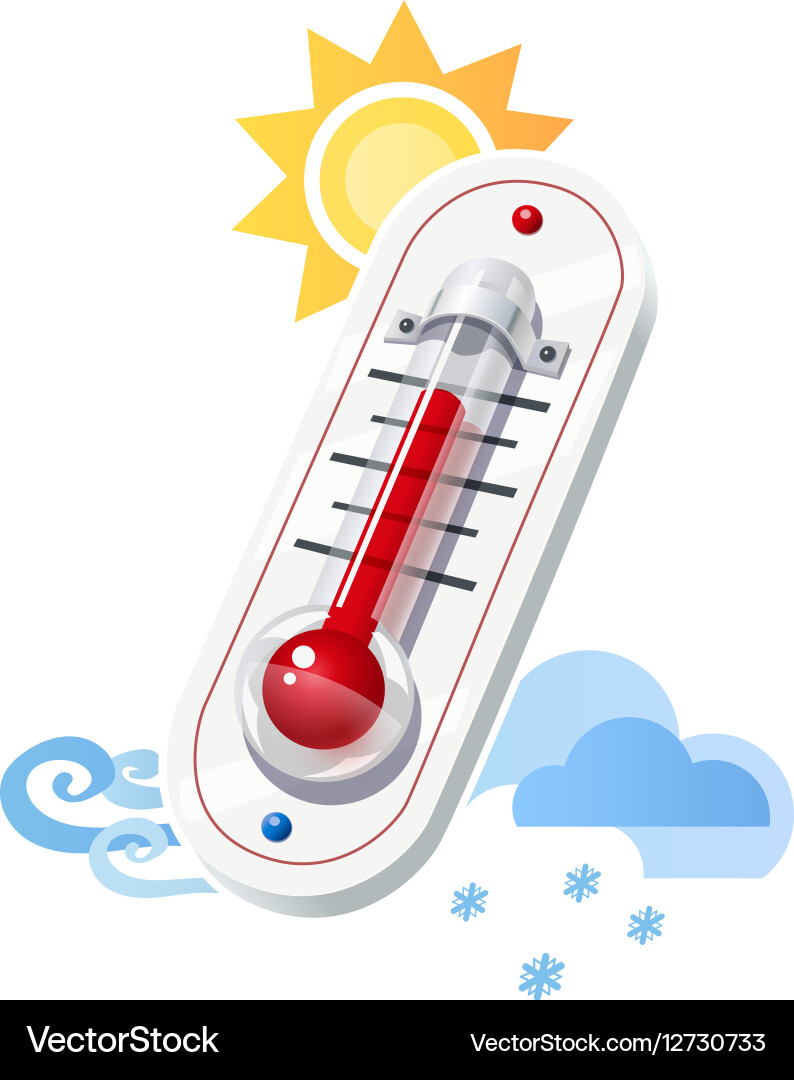 Thermometer with Weather Icons Royalty Free Vector Image