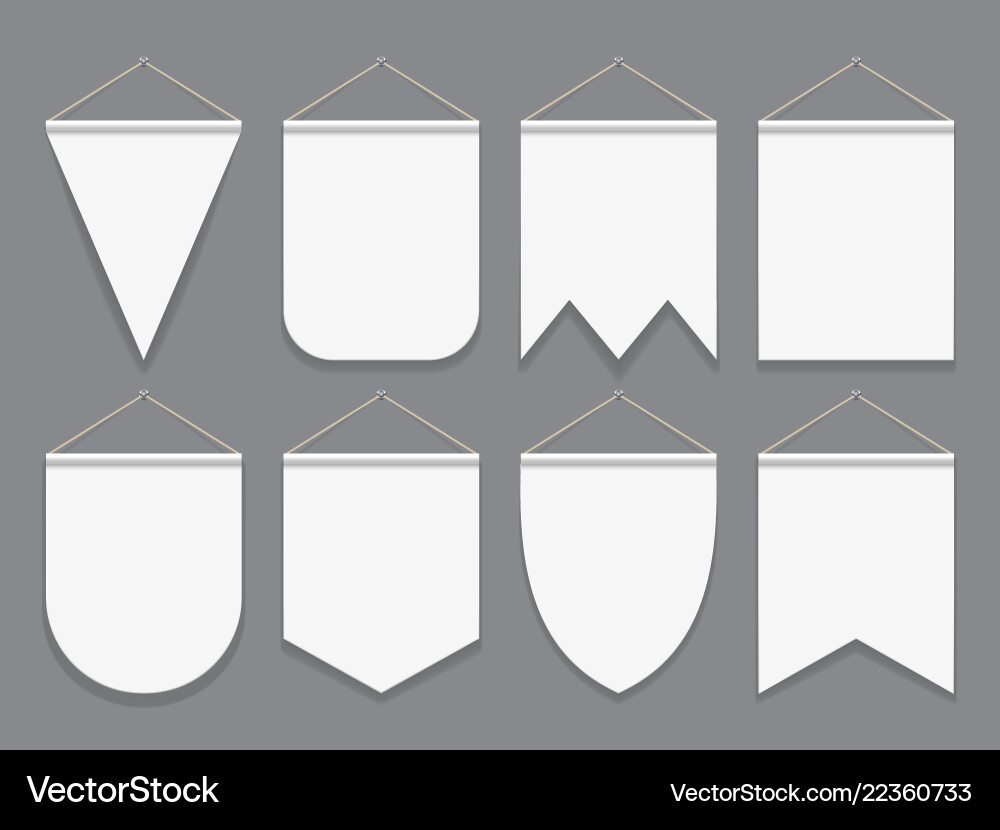 White Fabric Pennant Flags Royalty Free Vector Image