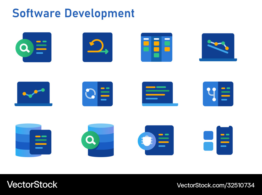 Agile methodology software development icon set Vector Image