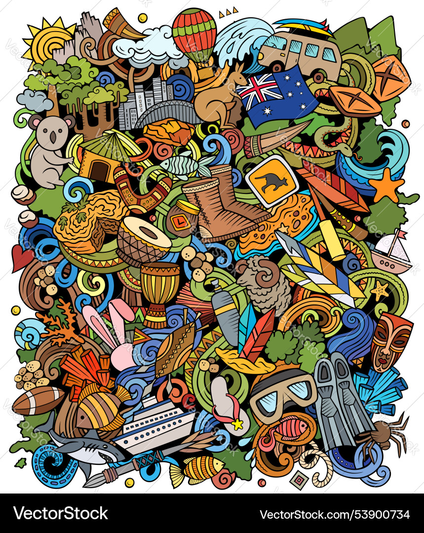 Australia cartoon doodle Royalty Free Vector Image