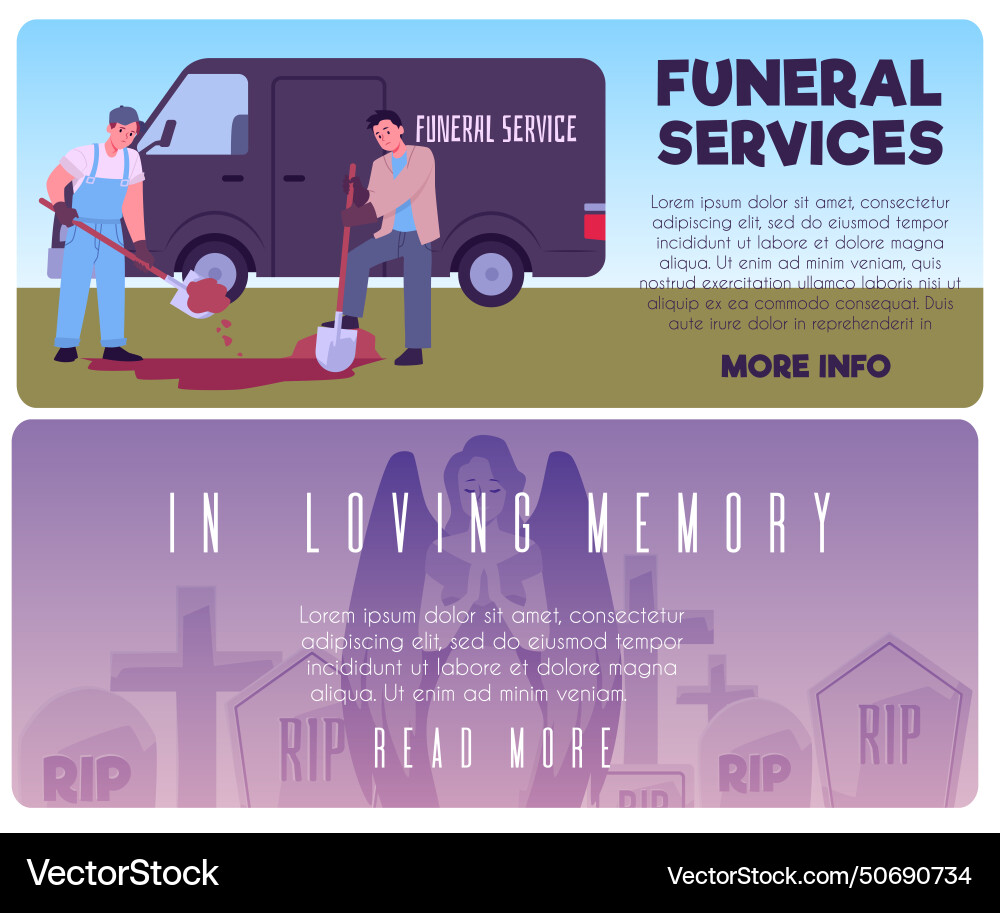 Banners for funeral service Royalty Free Vector Image