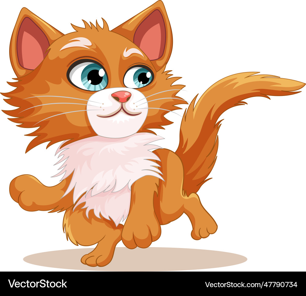 Cute cat orange cartoon isolated Royalty Free Vector Image