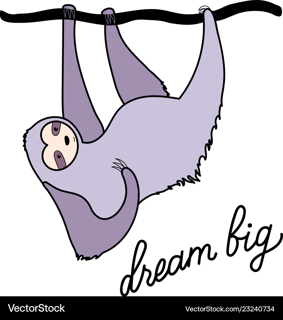 Cute Sloth Hanging in a Tree Royalty Free Vector Image