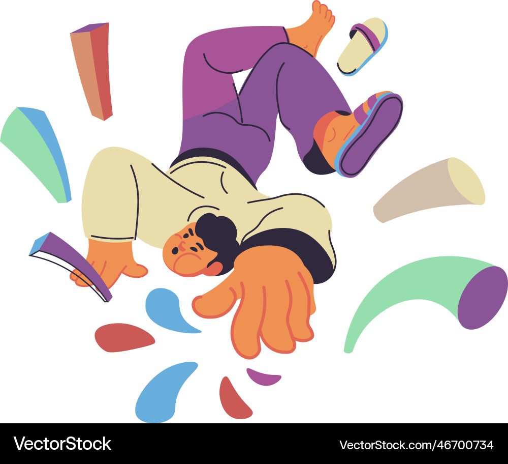 Falling down personage stepping over Royalty Free Vector