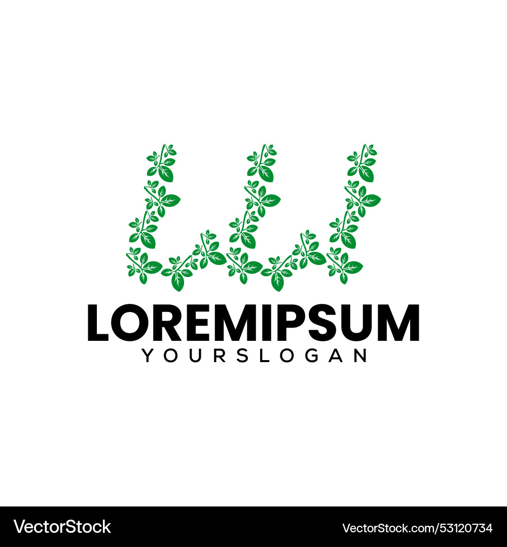 Initials letter w leaf logo design Royalty Free Vector Image