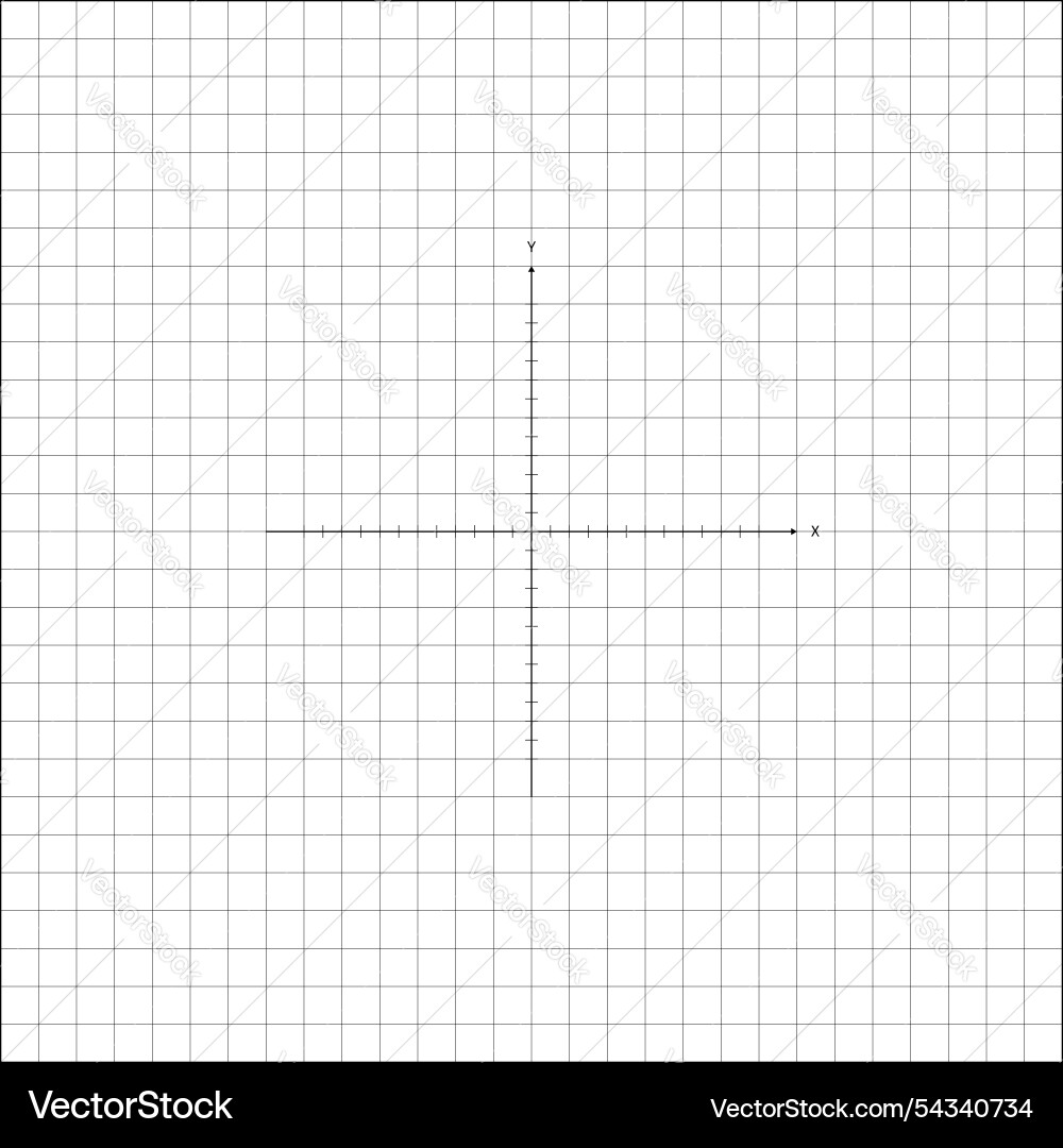 Intersection of x and y axes divided into units Vector Image