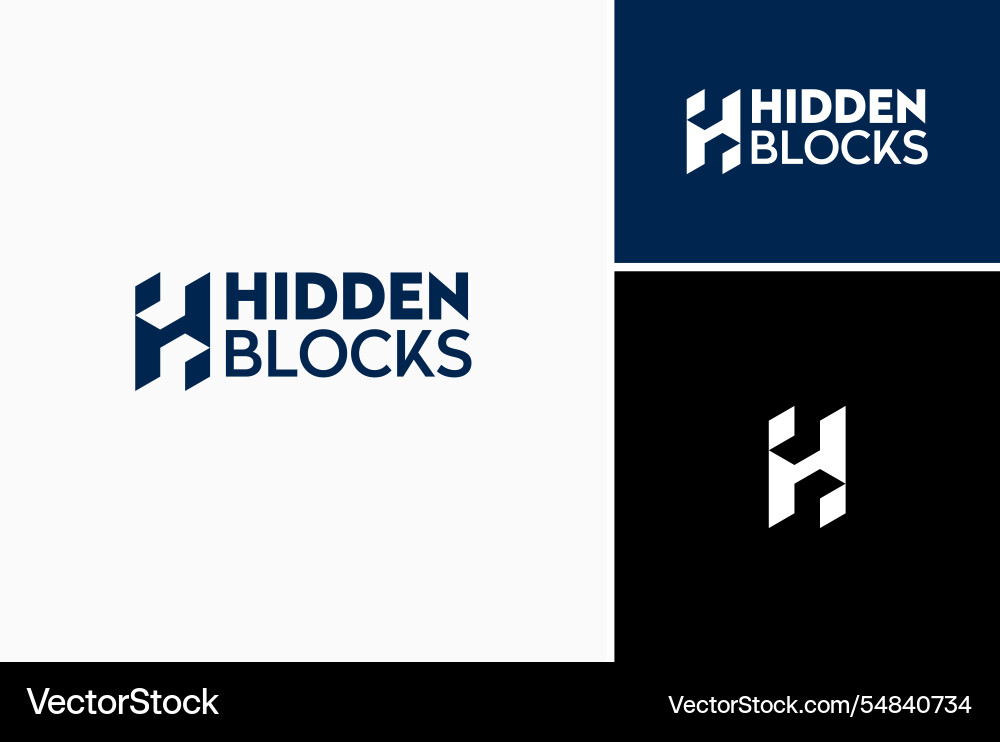 Letter h hidden blocks box cubes gift package logo