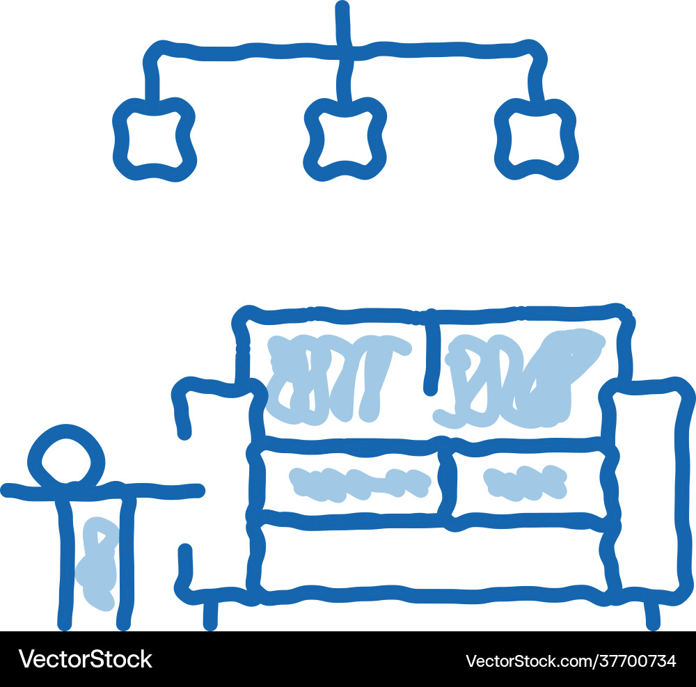 Living room doodle icon hand drawn Royalty Free Vector Image