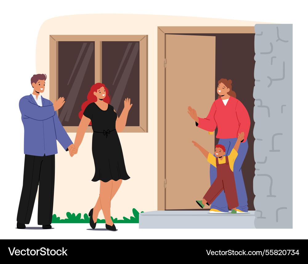 Parents walking on dating while nanny caring Vector Image