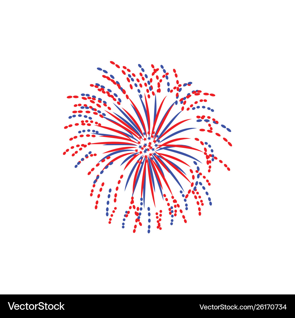 Rote und blaue Feuerwerk Explosion Cartoon Vektorbild