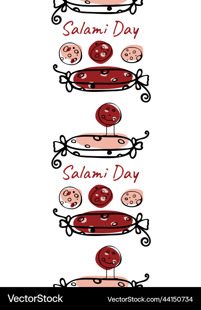 Salami day doodle flat Royalty Free Vector Image