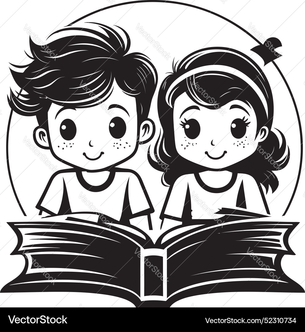 Storyland explorers children reading logo read Vector Image