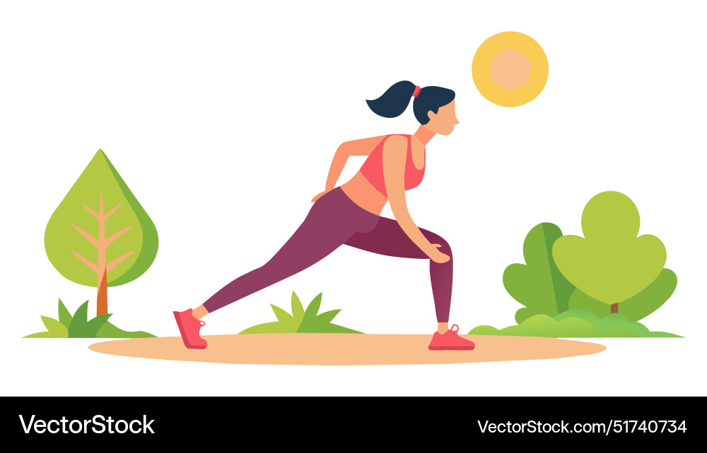 Woman warming up for a morning workout outdoors Vector Image