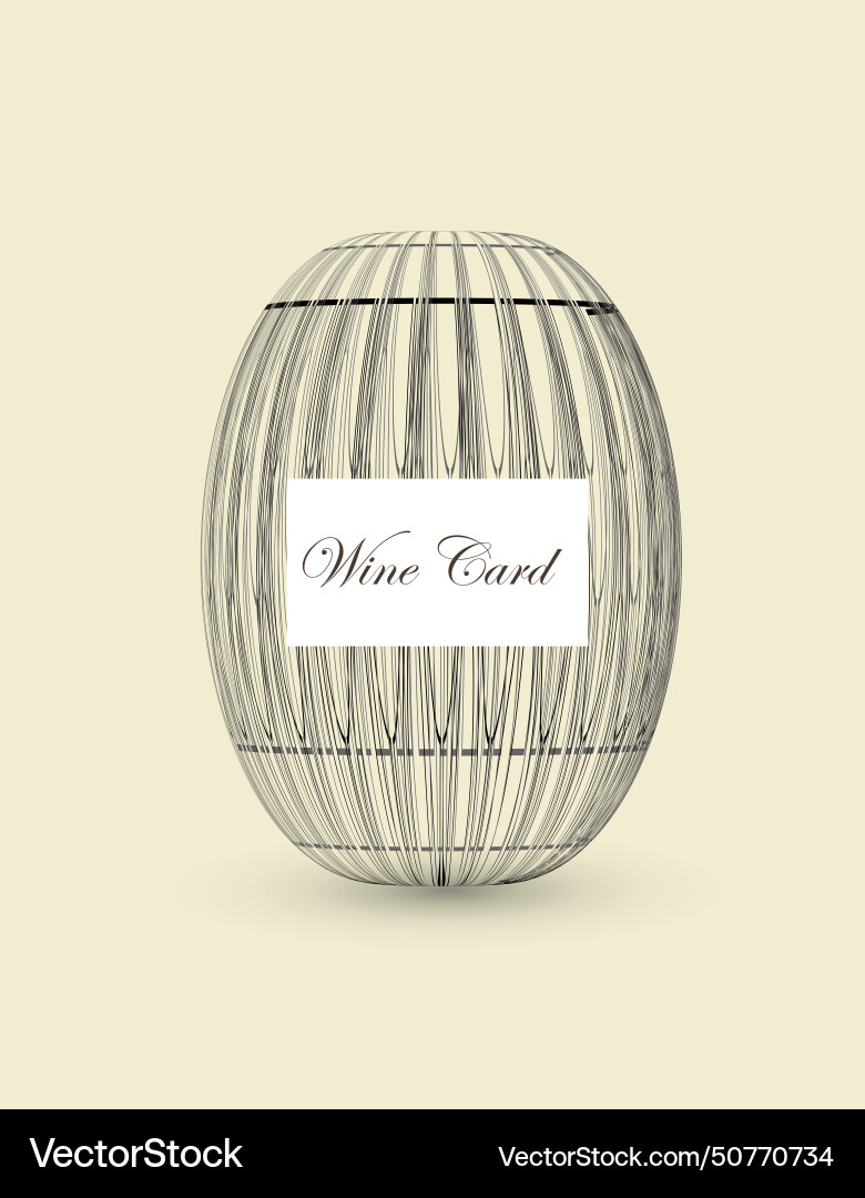 Wooden barrel for wine card Royalty Free Vector Image