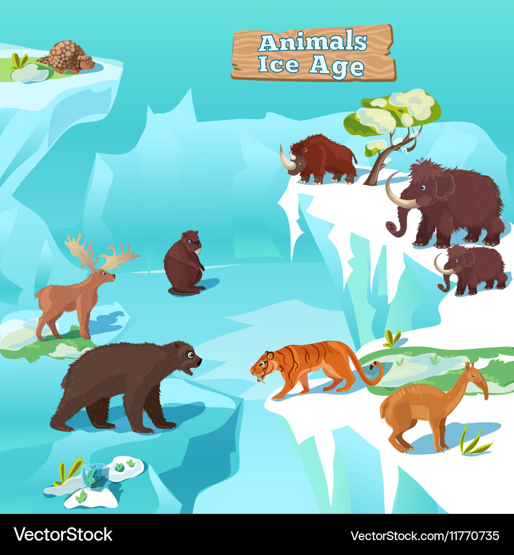Animals ice age composition Royalty Free Vector Image