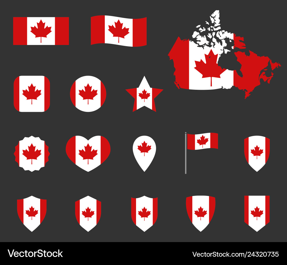 Canada flag symbols set canadian national Vector Image