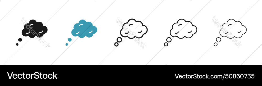 Dream cloud icon set think bubble baloon Vector Image