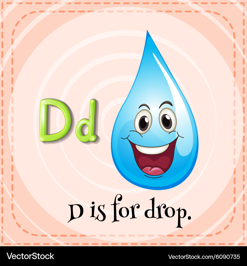 Flashcard letter d is for drop Royalty Free Vector Image