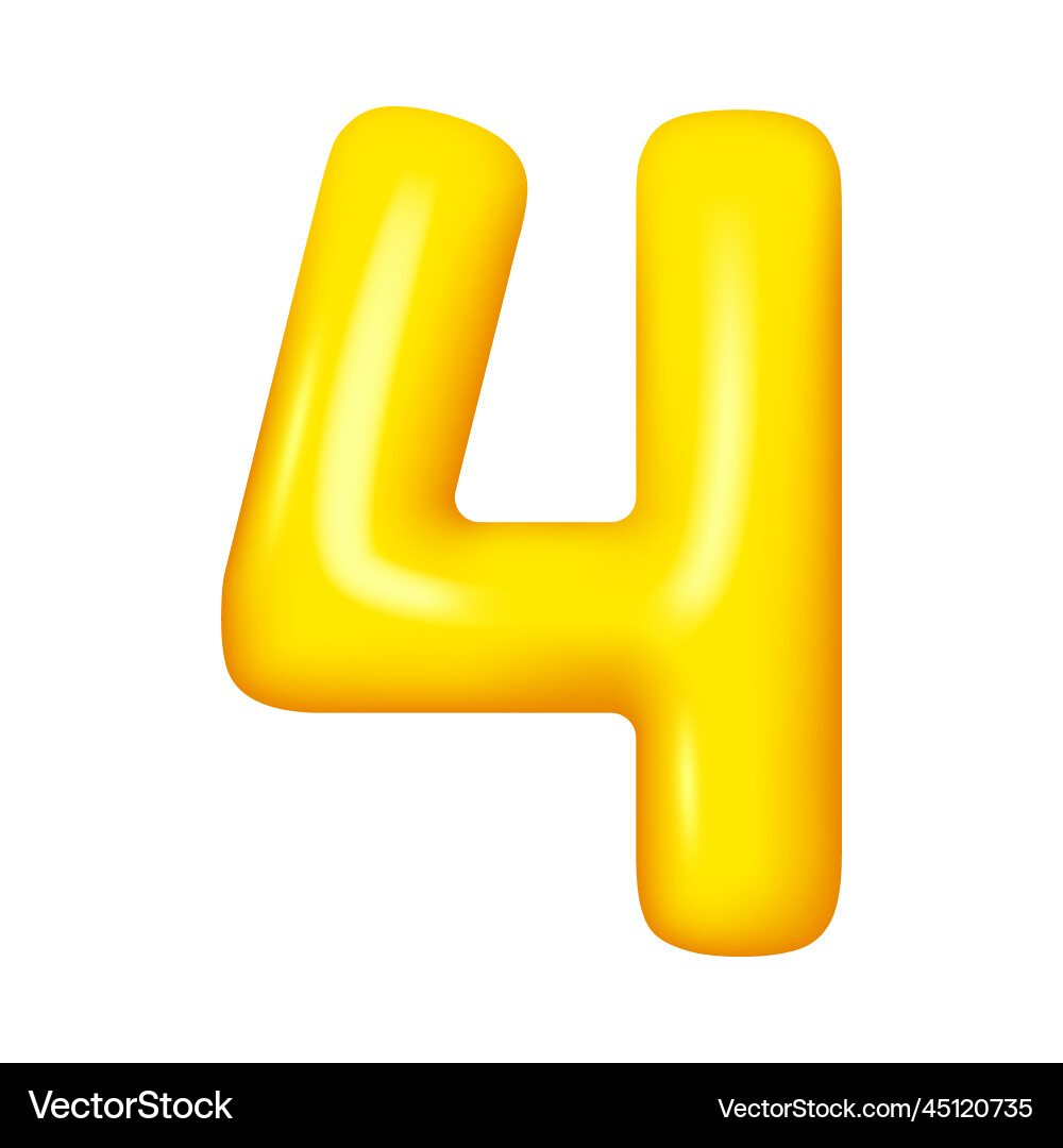 Four number 3d numeral fourth anniversary balloon Vector Image