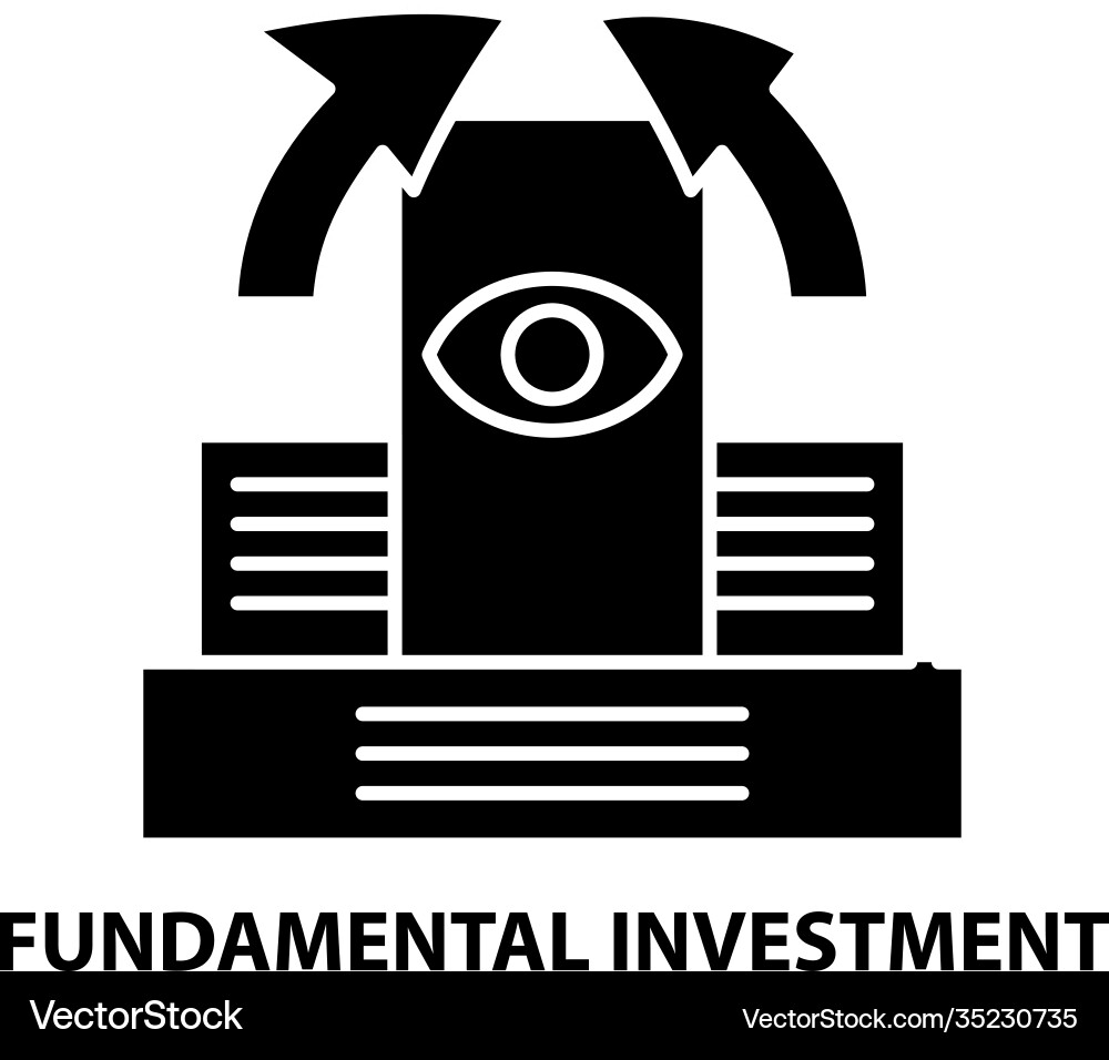 Fundamental investment icon black sign Royalty Free Vector