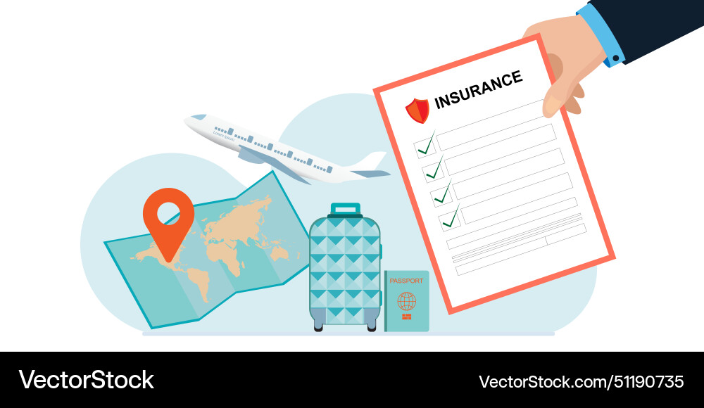 Hand holding travel insurance form Royalty Free Vector Image