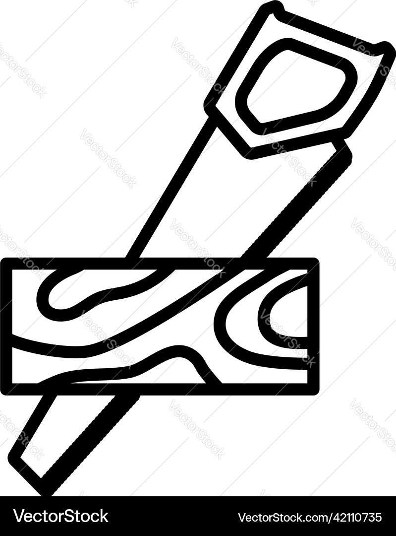 Handsaw cutting a plank icon Royalty Free Vector Image