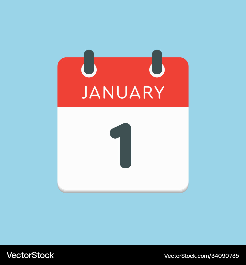 Icon day date 1 january template calendar page Vector Image