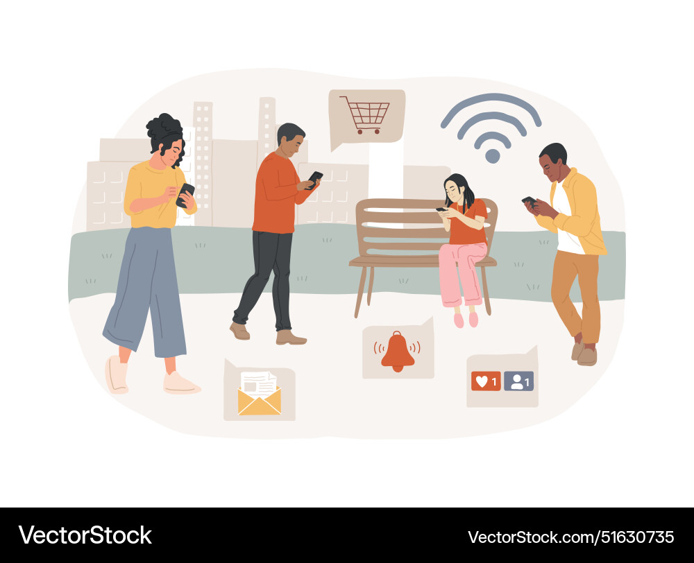 Internet addiction isolated concept Royalty Free Vector