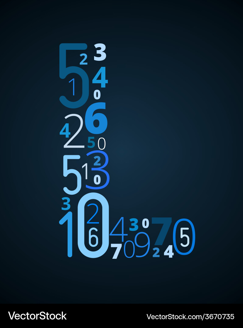 Letter l font from numbers Royalty Free Vector Image